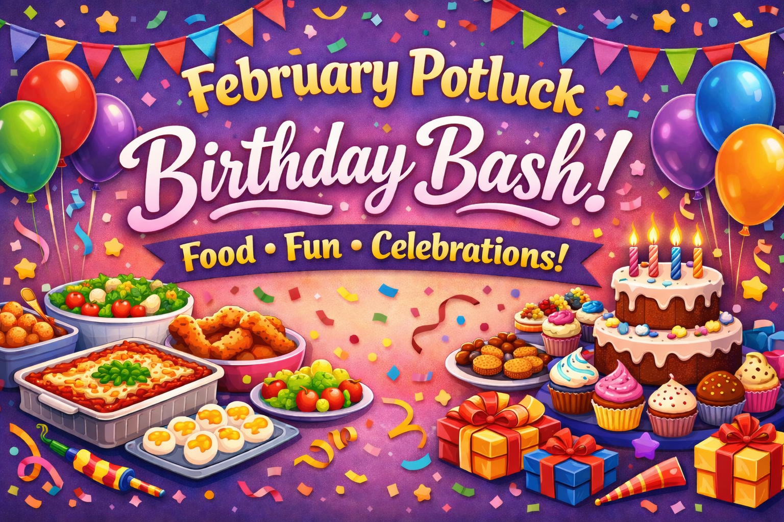 🎉 February Birthday Bash & Potluck 🥳 – Greensport RV Park